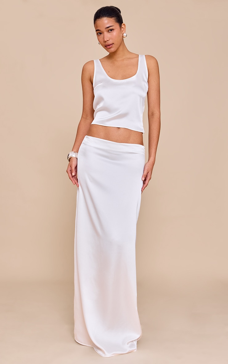 Cream Satin Scoop Neck Cami Top | Co-ords | PLT