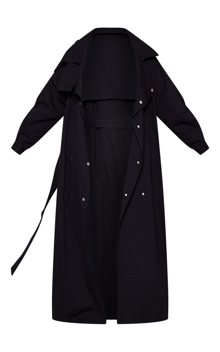 Plus Black Popper Detail Trench Coat | PrettyLittleThing AUS