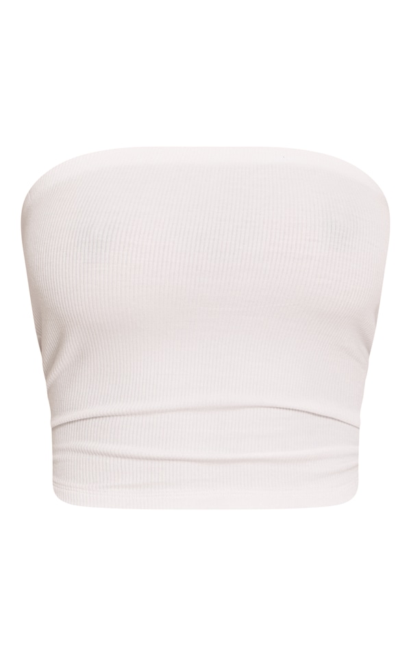 Petite White Soft Rib Bandeau Top | Petite | PLT USA