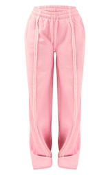 Light Pink Oversized Wide Leg Seam Detail Joggers | Athleisure | PLT