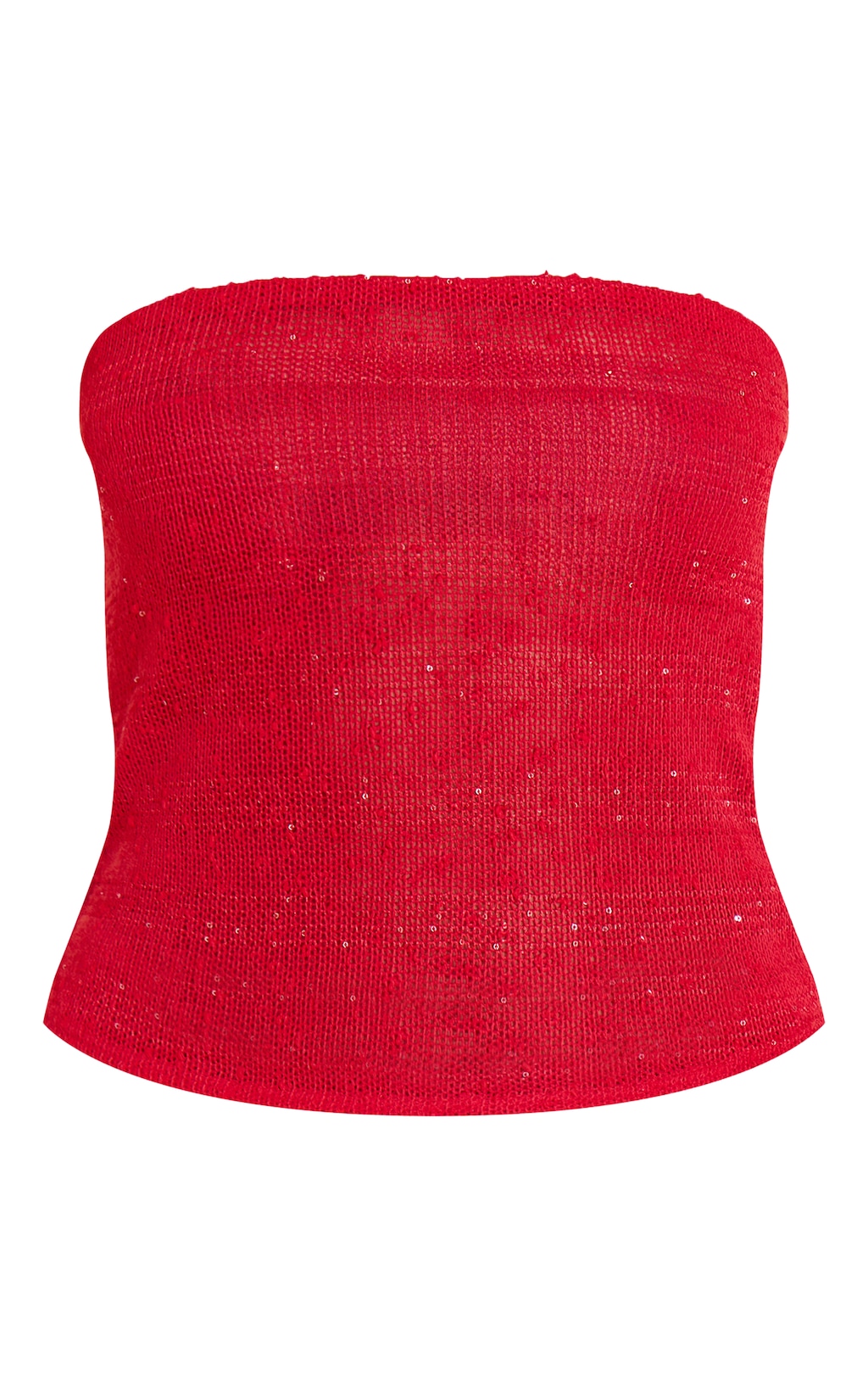 Tomato Red Textured Sequin Bandeau Top | Co-ords | PLT