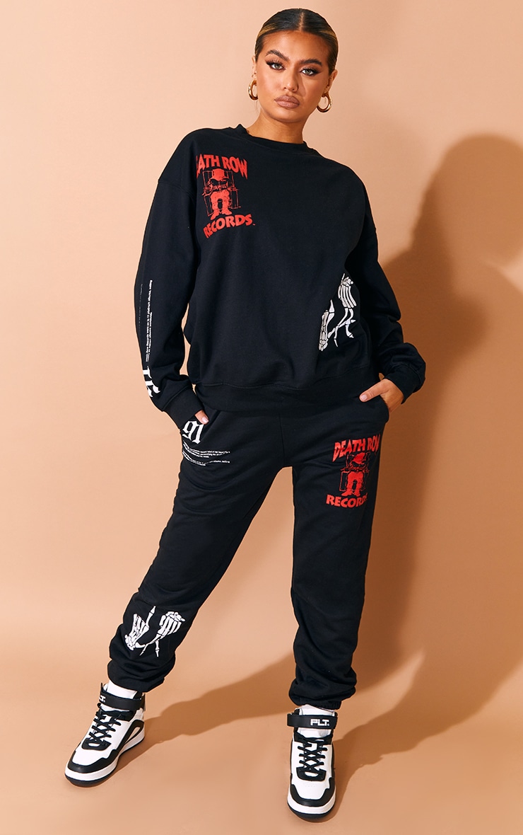 Black Death Row Scattered Slogan Joggers | Sweat | PrettyLittleThing CA