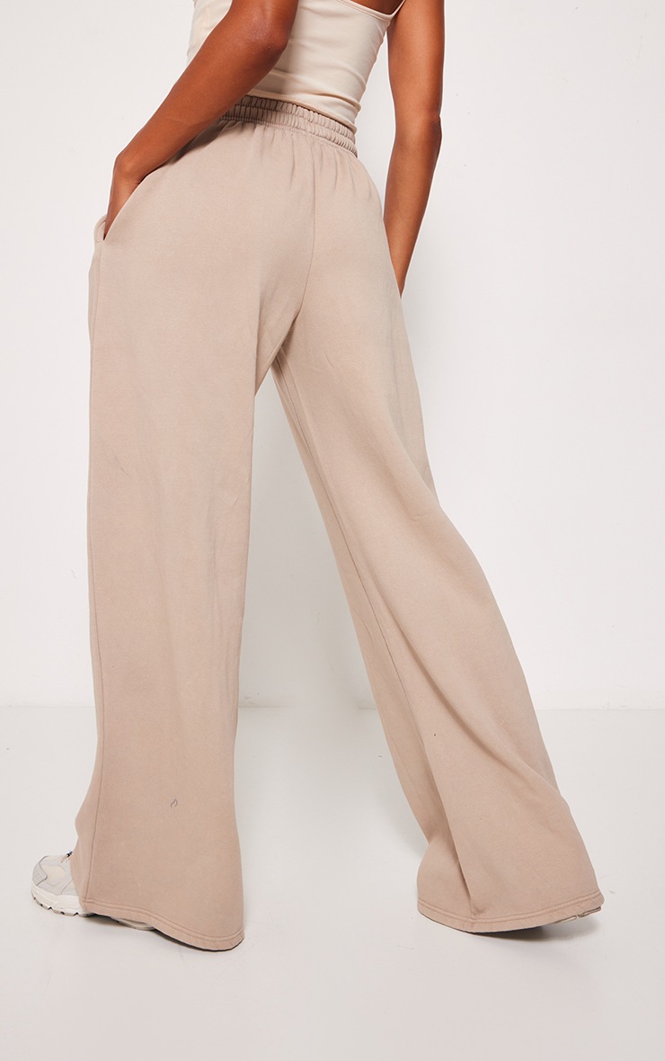 Beige Oversized Wide Leg Washed Sweatpants | Athleisure ...