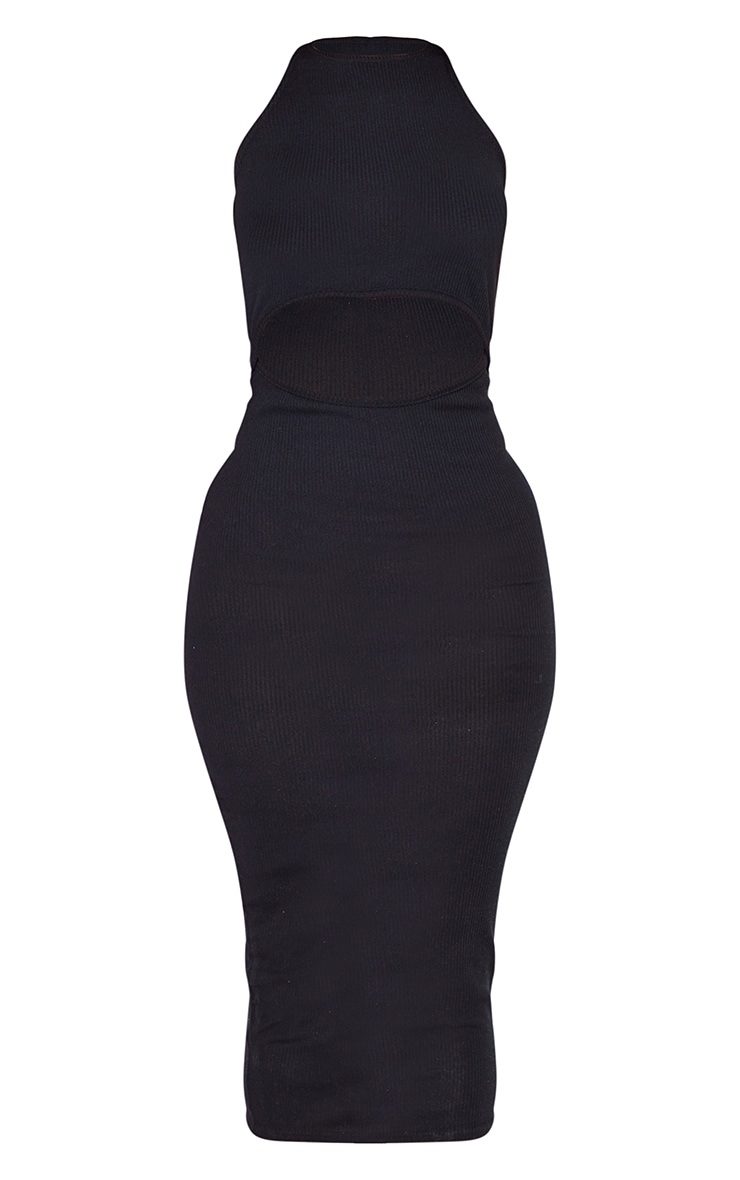 Petite Black Cut Out Racer Neck Rib Bodycon Dress | Petite ...