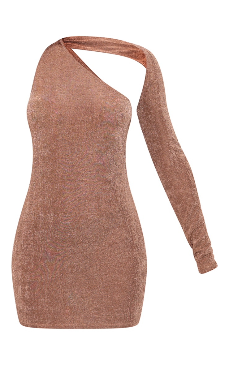 Petite Mocha One Shoulder Cut Out Bodycon Dress | Petite | PLT
