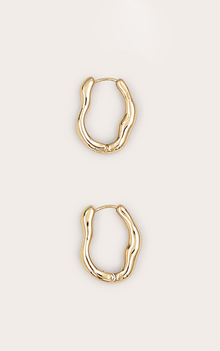 Gold Abstract Hoop Earrings | Accessories | PrettyLittleThing AUS
