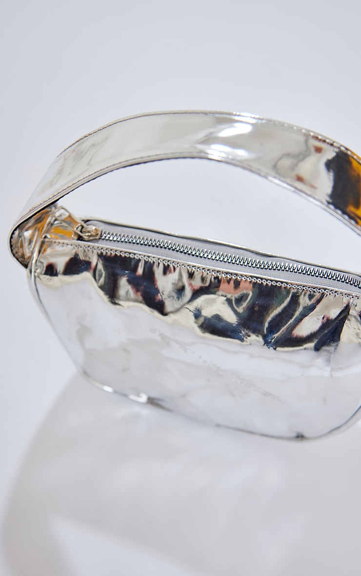 Silver Cresent Shape Curved Handbag | PrettyLittleThing USA