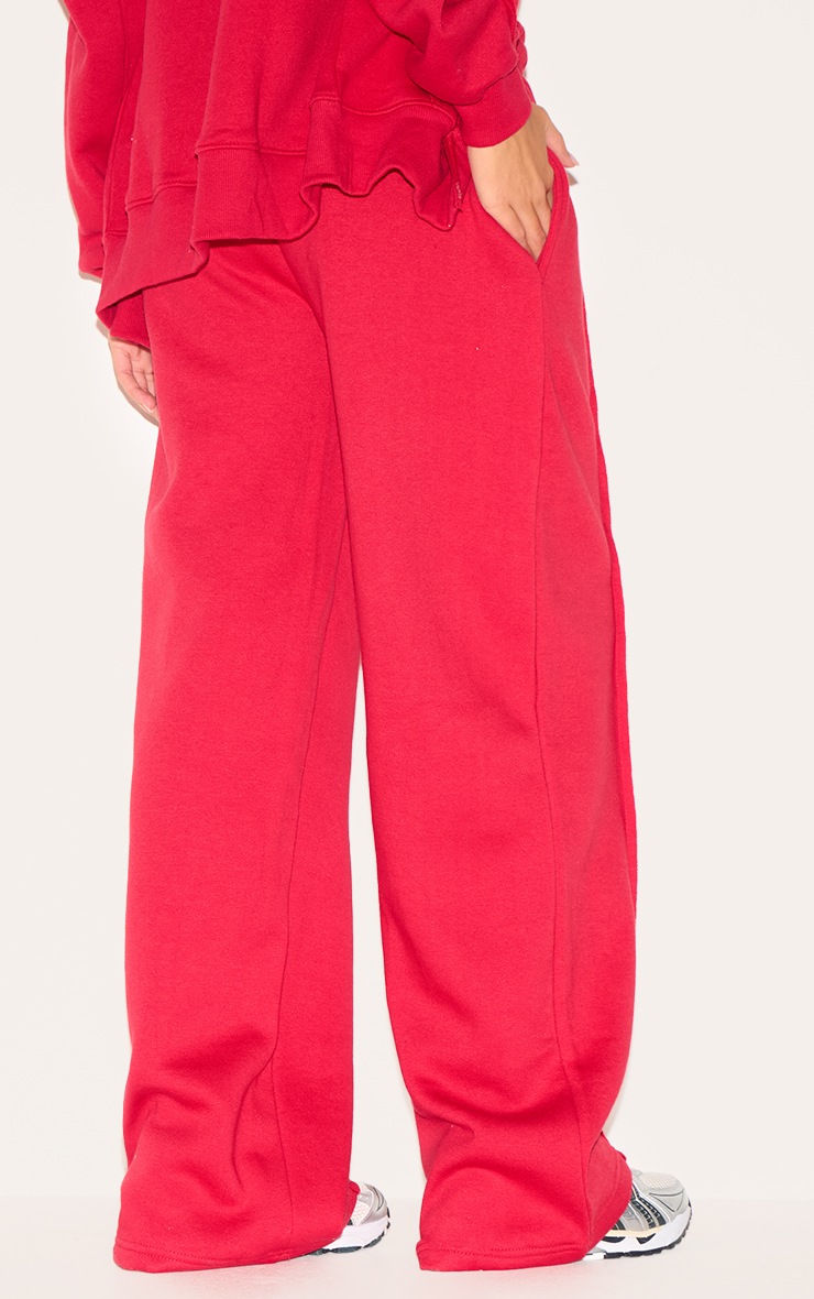 Red Oversized Wide Leg Seam Detail Sweatpants | Sweat ...