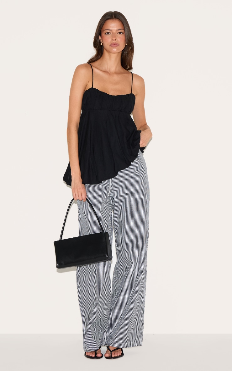 Black Linen Blend Puff Ball Asymmetric Cami | Tops | PLT