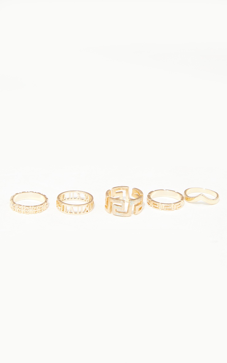Gold Roman Multi Shape Five Set Ring Pack | PrettyLittleThing