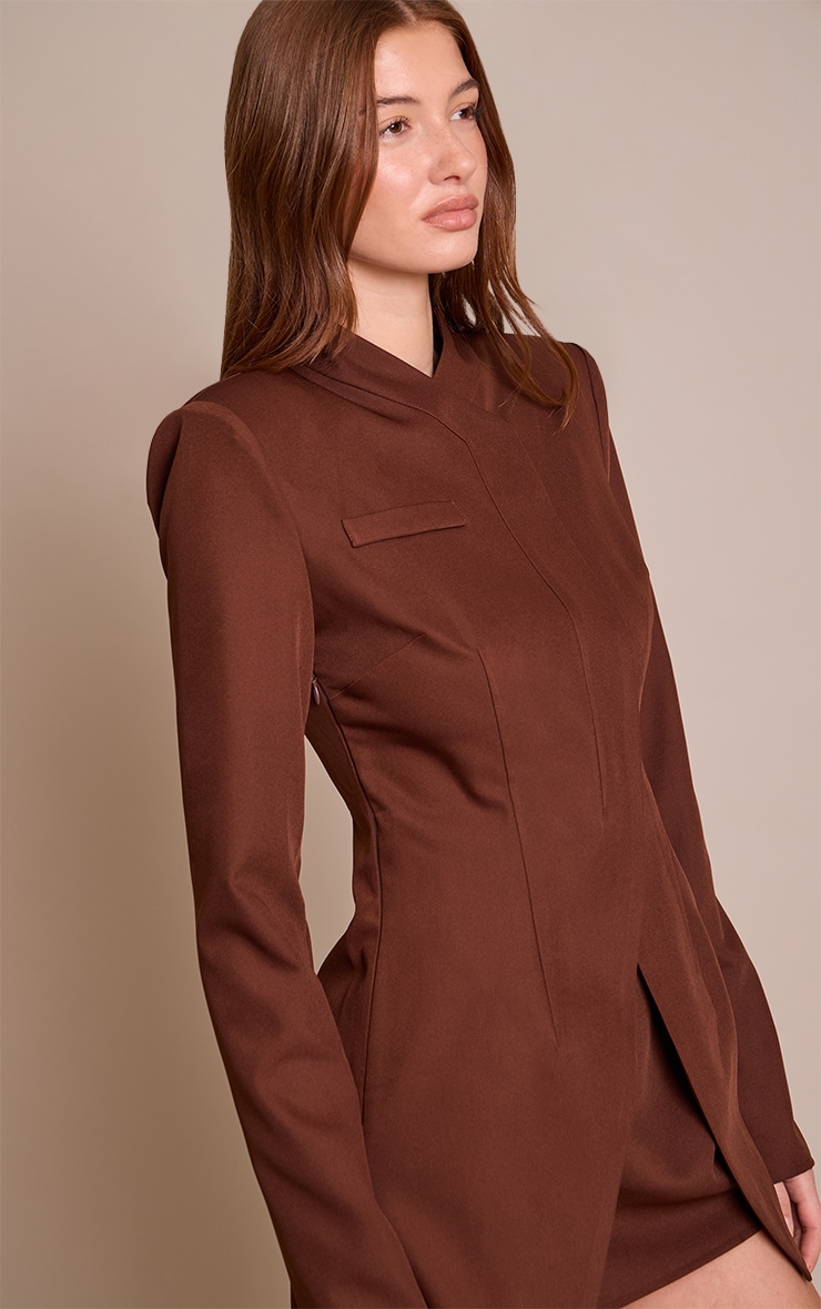 Chocolate Tailored Overlap Bodycon Dress | Dresses | PLT IRE