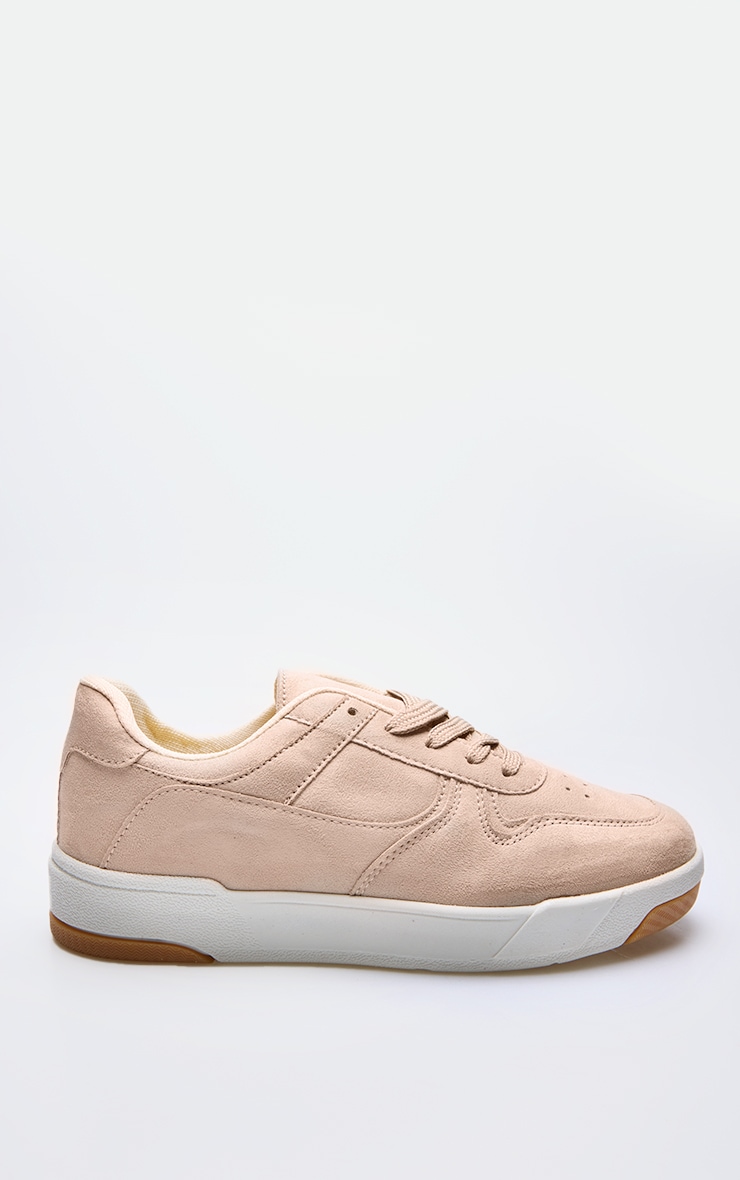 Sand Faux Suede Panel Chunky Lace Up Trainers | Footwear | PLT