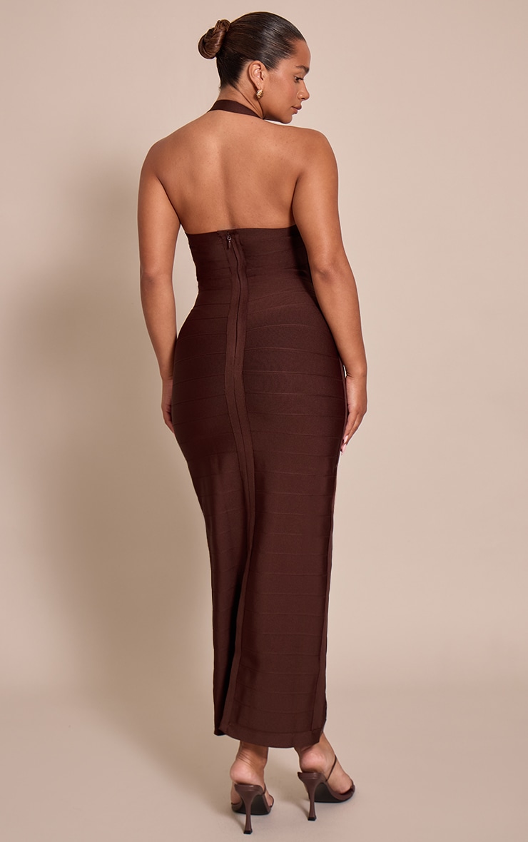 Shape Chocolate Bandage Halter Neck Maxi Dress | Shape | PLT