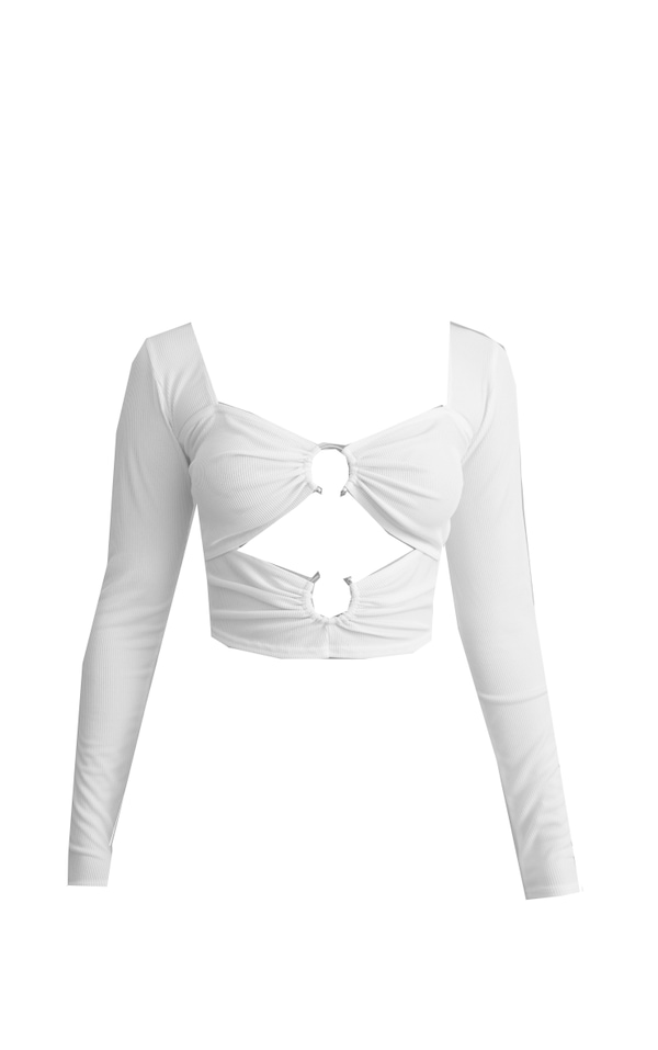 White Rib Ring Detail Cut Out Top | Tops | PLT USA