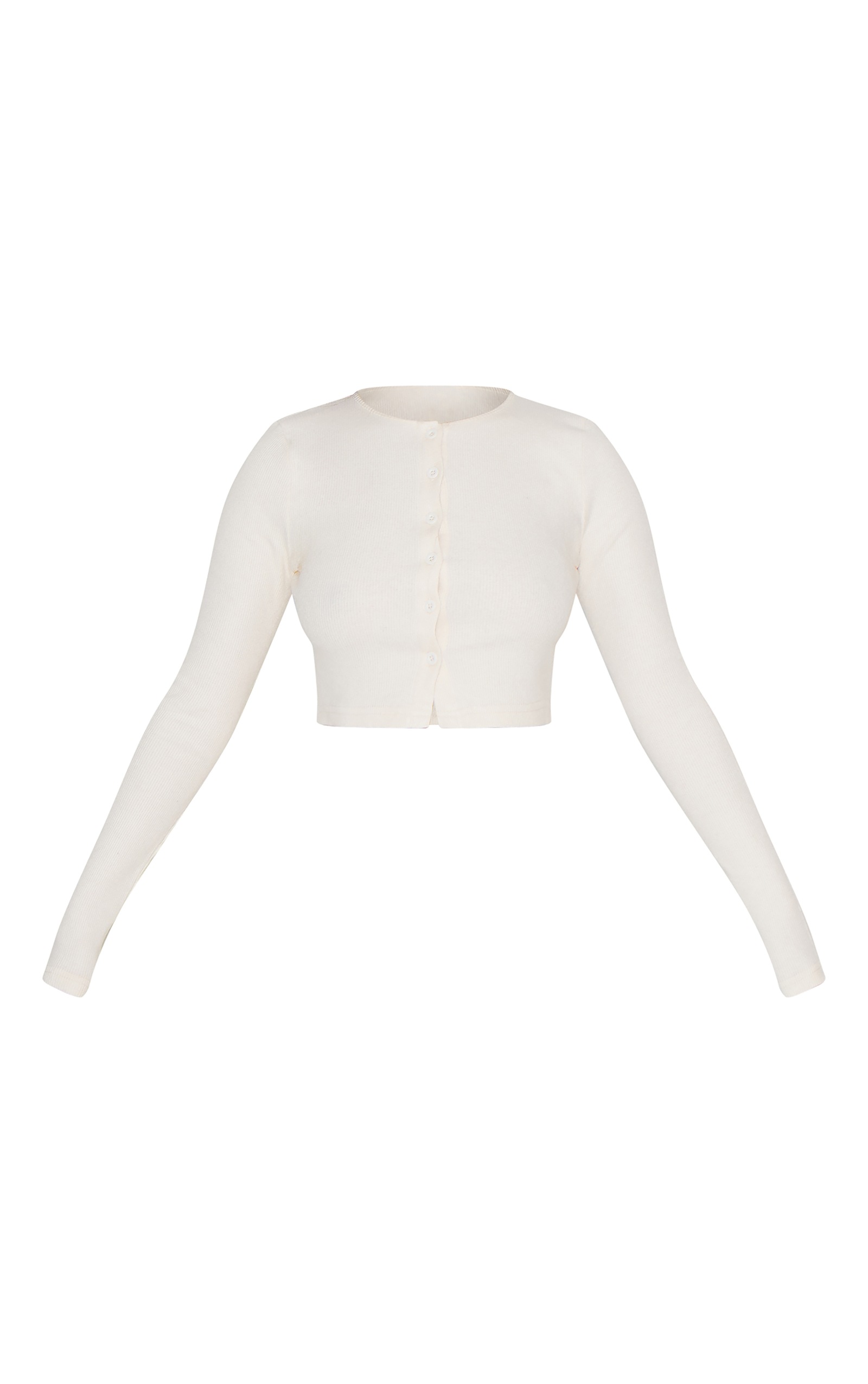 Cream Brushed Rib Button Front Cardigan | Co-ords | PrettyLittleThing