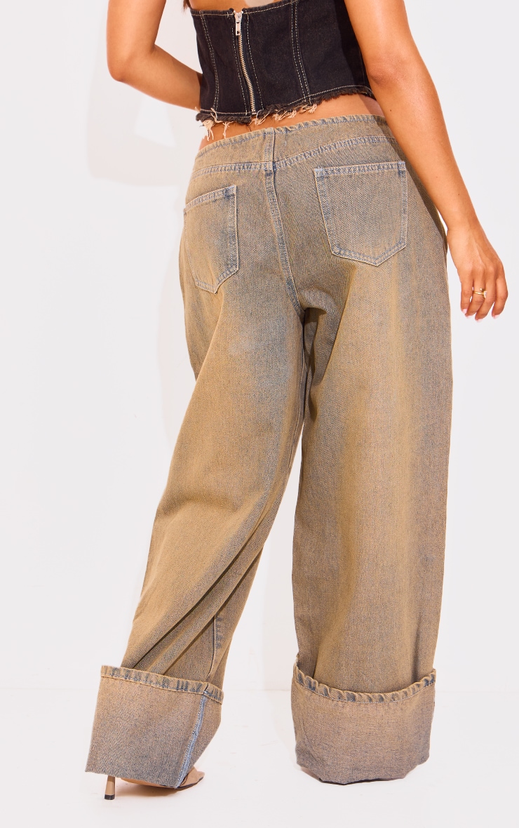 Petite Vintage Wash Denim Turn Up Low Rise Jeans | Petite | PLT