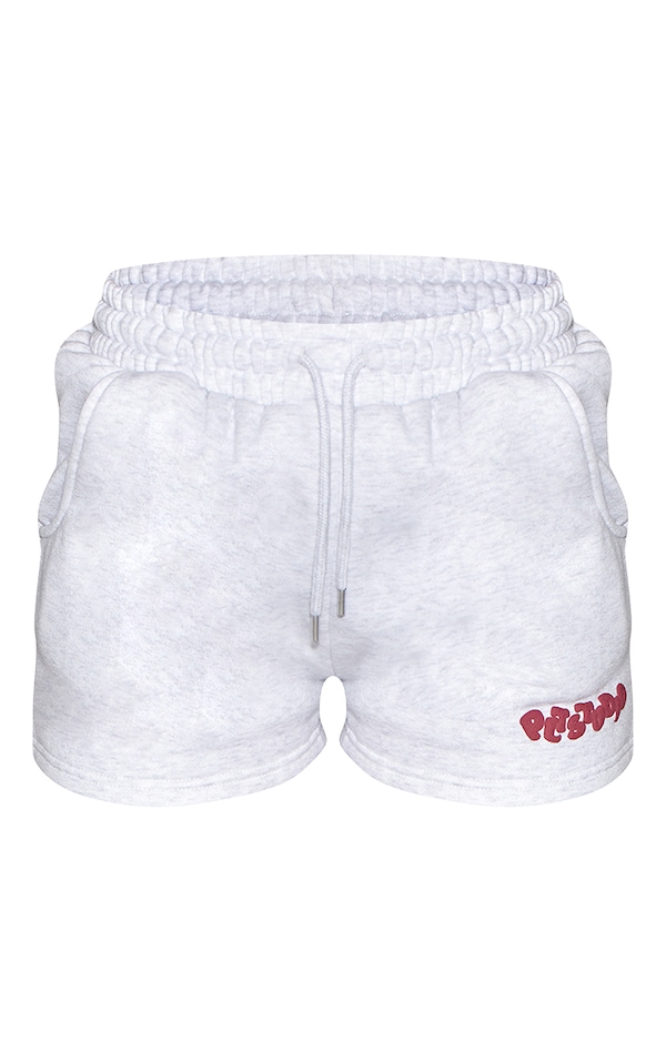 Ice Grey PLT Studio Archive Puff Drawstring Sweat Shorts | Athleisure | PrettyLittleThing USA