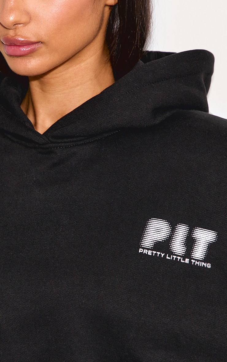 Petite Premium Black Printed Boxy Hoodie | Petite | PLT