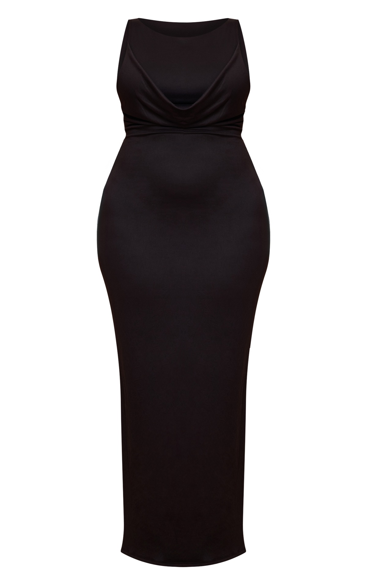 Plus Black Double Contour Drape Bust Maxi Dress | Plus Size | PLT