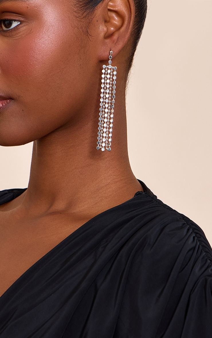 Silver Chain Tassel Earrings | Accessories | PrettyLittleThing USA