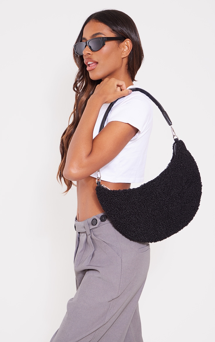 Black Borg Moon Shape Shoulder Bag | PrettyLittleThing AUS