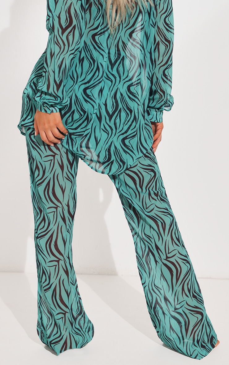 Green Zebra Print Beach Flares | Swimwear | PLT CA