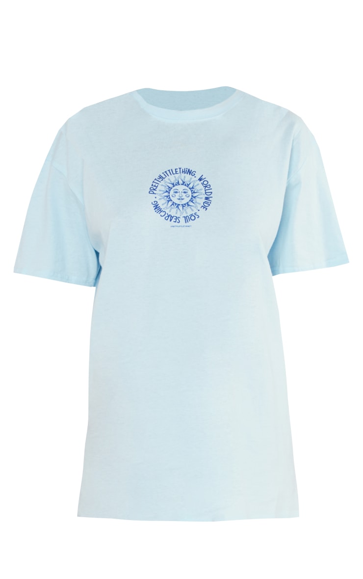 Plt Baby Blue Soul Searching Print T Shirt | PrettyLittleThing