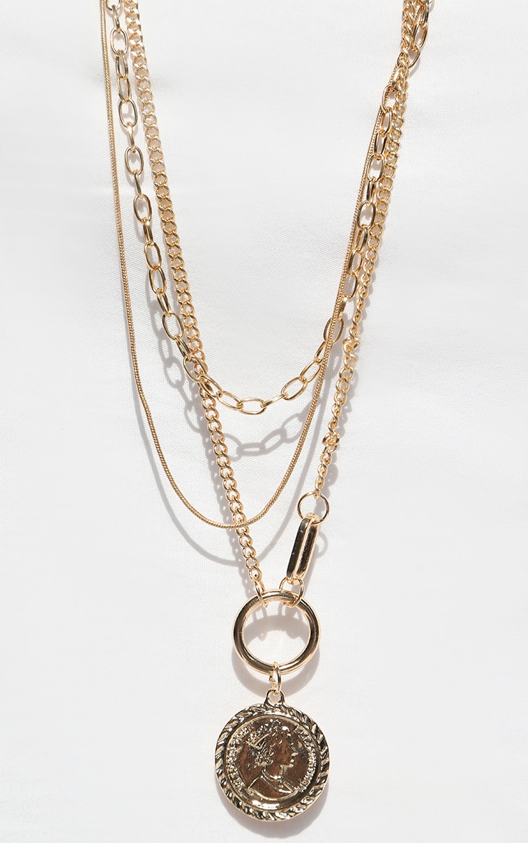 Gold Multi Coin Layering Necklace | PrettyLittleThing AUS