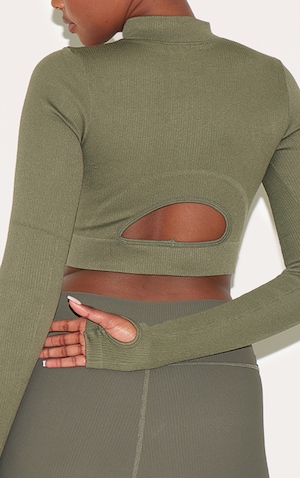 Olive Seamless Seam Detail Cropped Sports Jacket | Athleisure ...