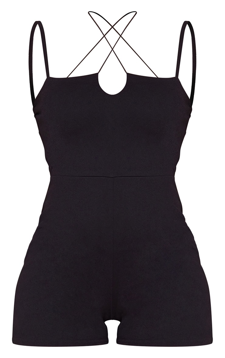 Black Strap Cross Playsuit | Dresses | PLT