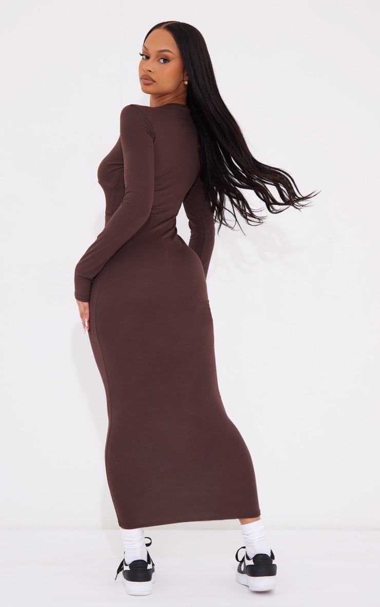 Chocolate Jersey Cut Out Knot Detail Midaxi Dress | PrettyLittleThing