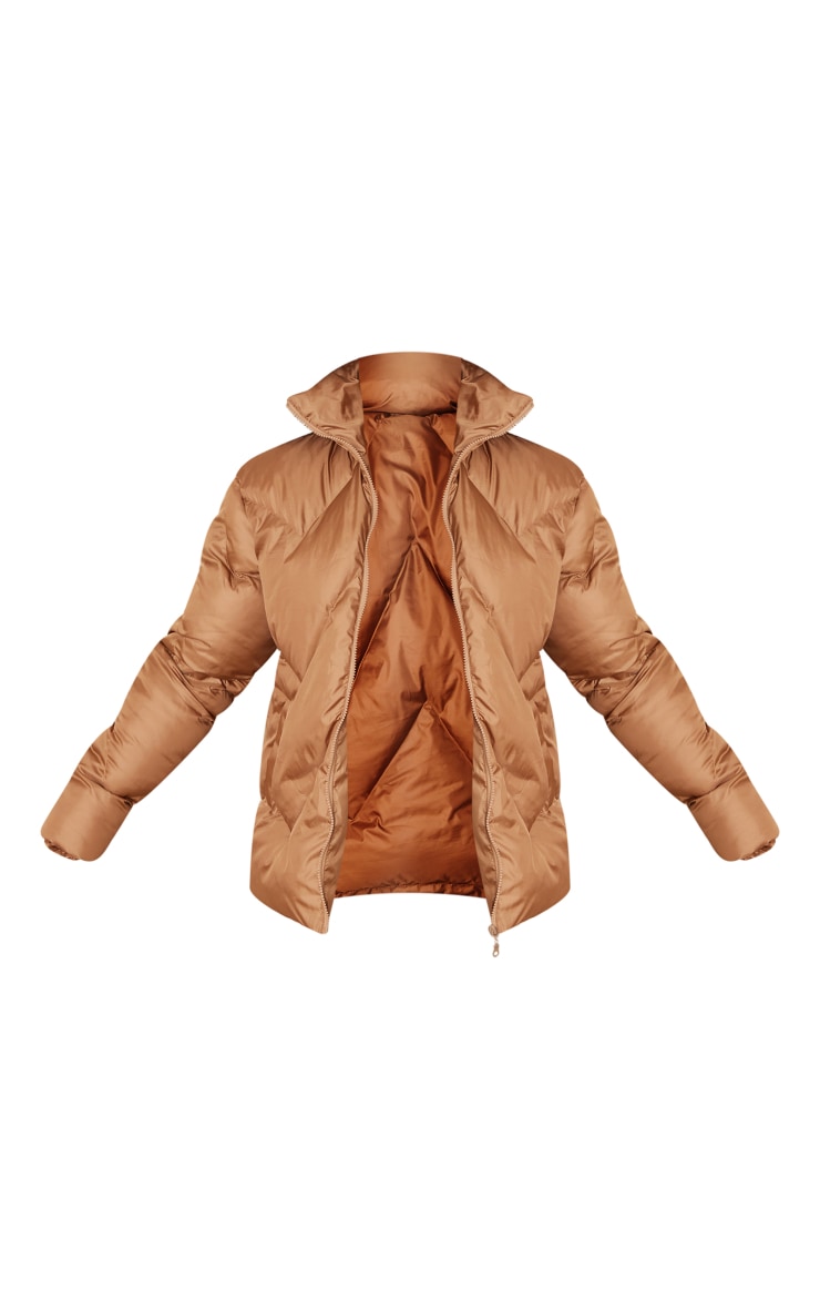 Tall Mocha Diamond Quilted Puffer | Tall | PrettyLittleThing IE