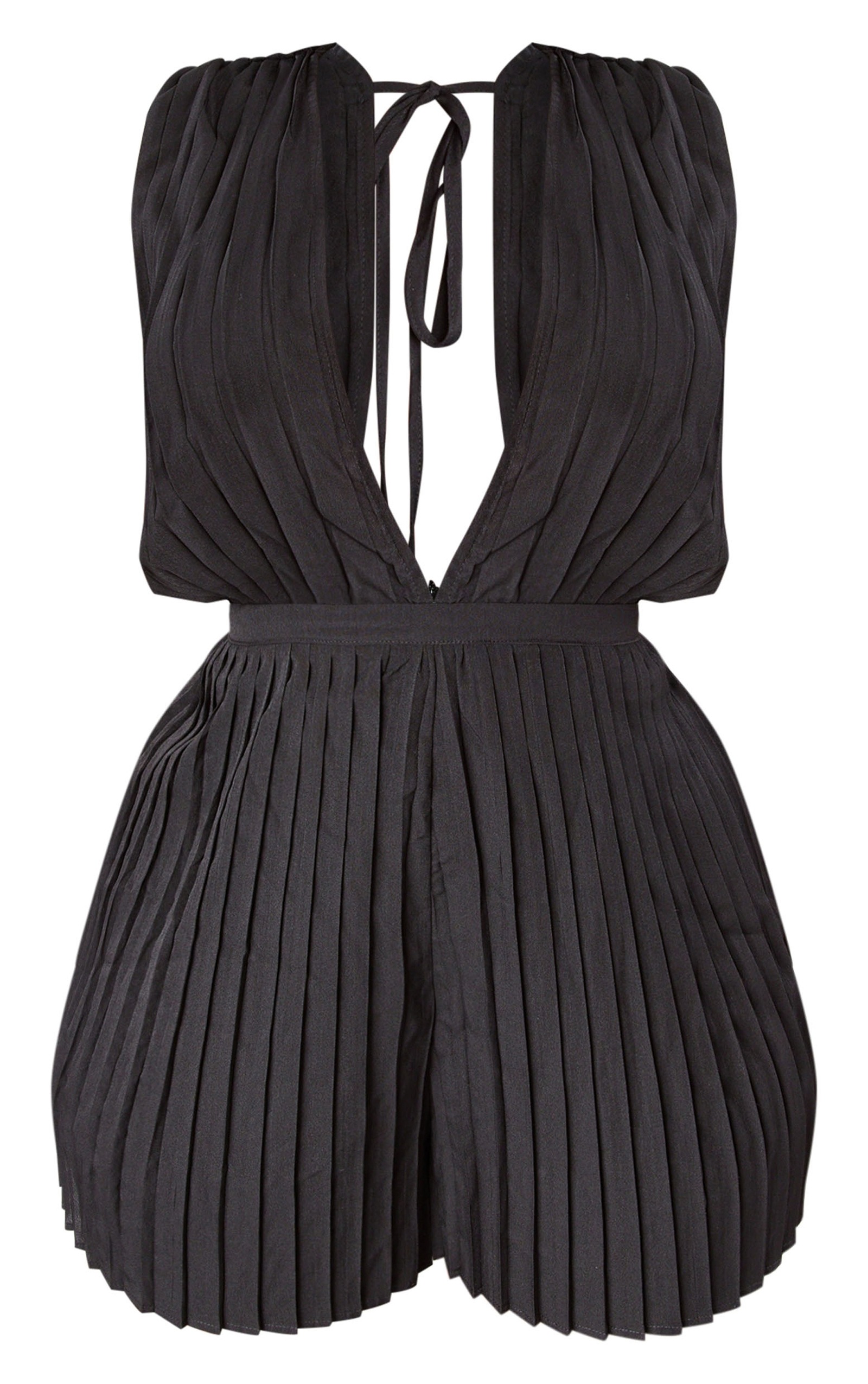 Plus Black Pleated Shoulder Pad Plunge Romper | Plus Size ...