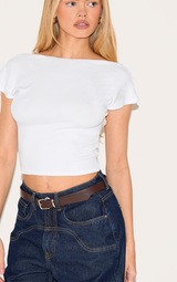 White Soft Rib Backless Top | Tops | PrettyLittleThing USA