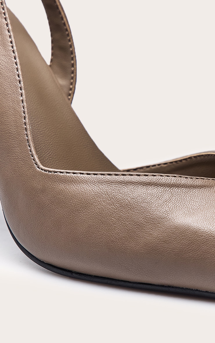 Mushroom Pu Slingback Heeled Court Shoe | Footwear | PLT