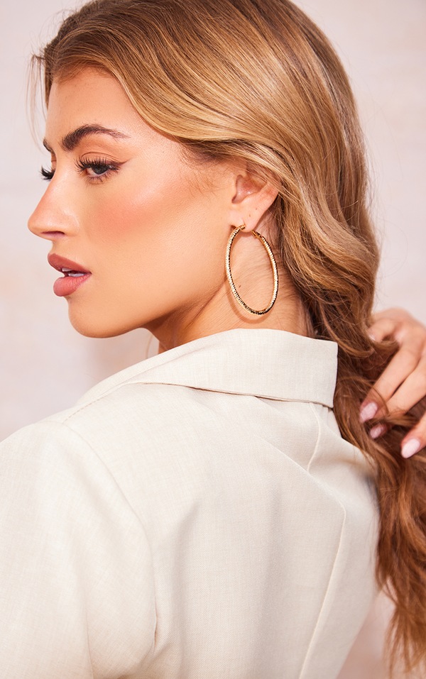 Gold Textured Medium Size Hoop Earrings Multipack | Accessories ...