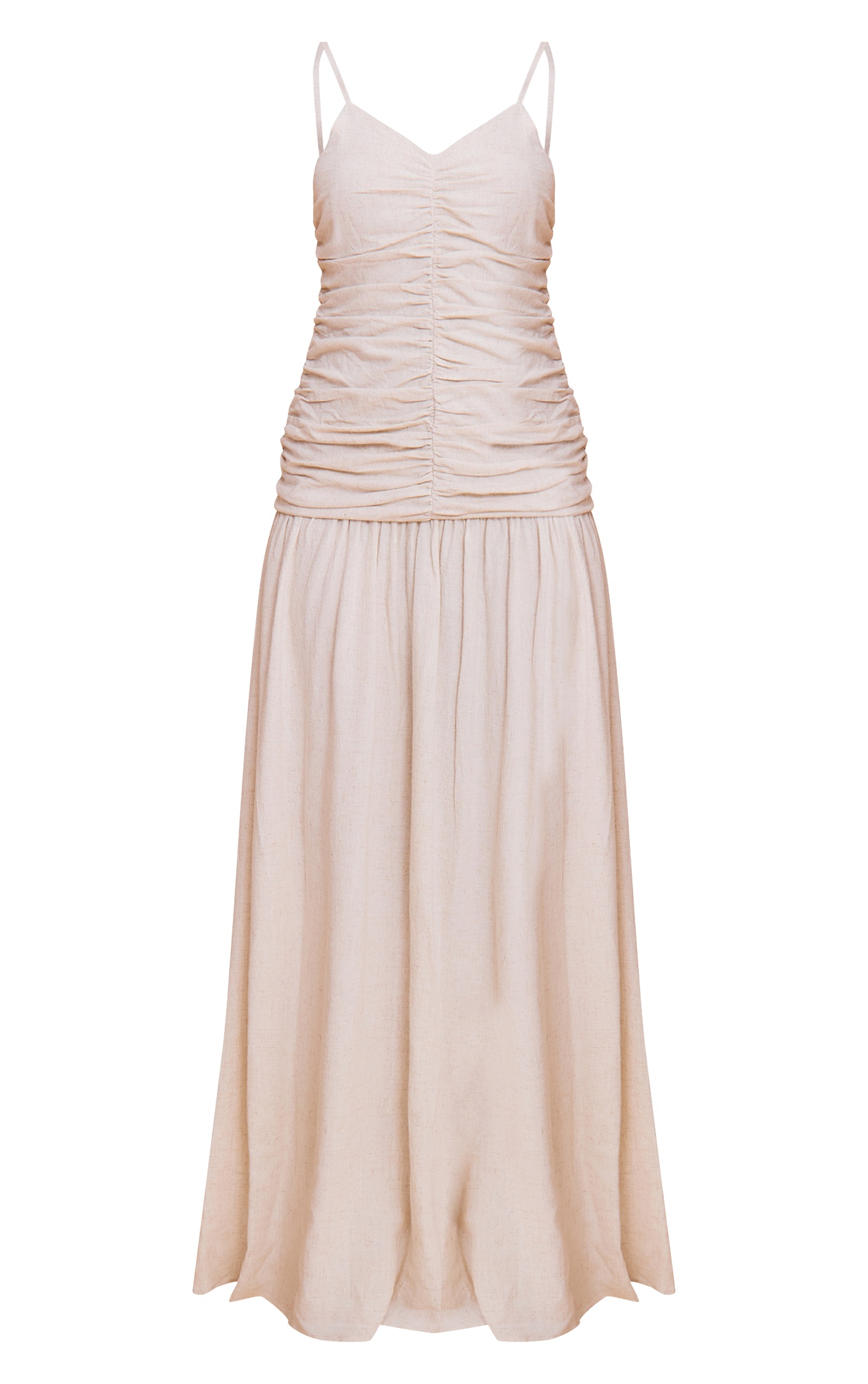 Natural Textured Woven Dropped Hem Maxi Dress | Dresses | PLT