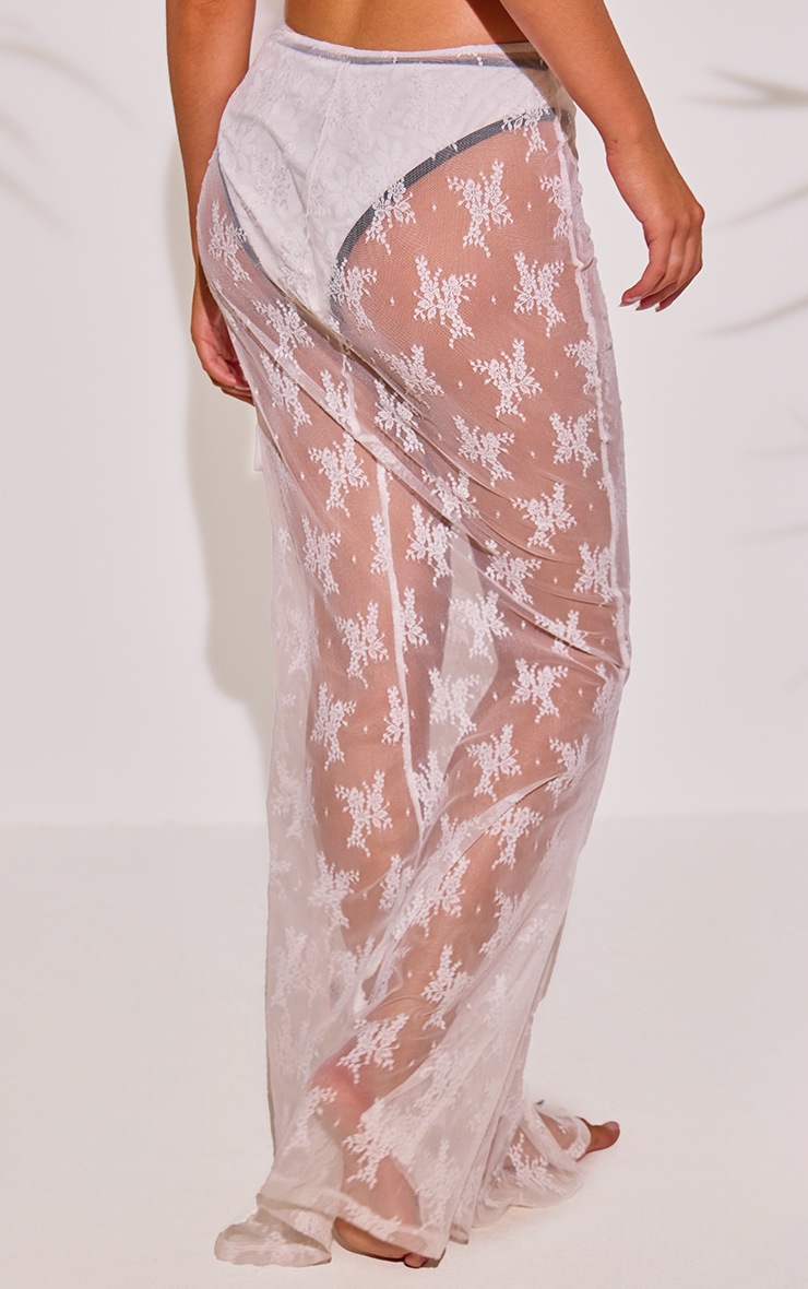 White Lace Maxi Beach Skirt Swimwear Prettylittlething Ire