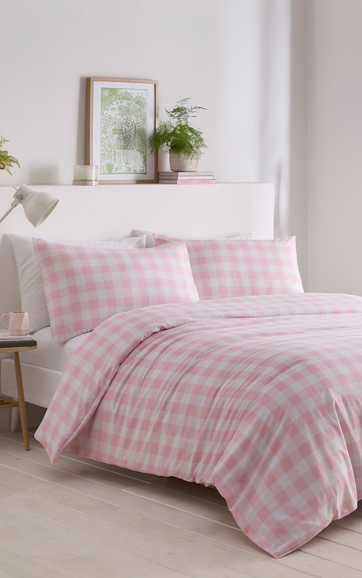 Pink Gingham King Size Duvet Set | Accessories | PrettyLittleThing UAE