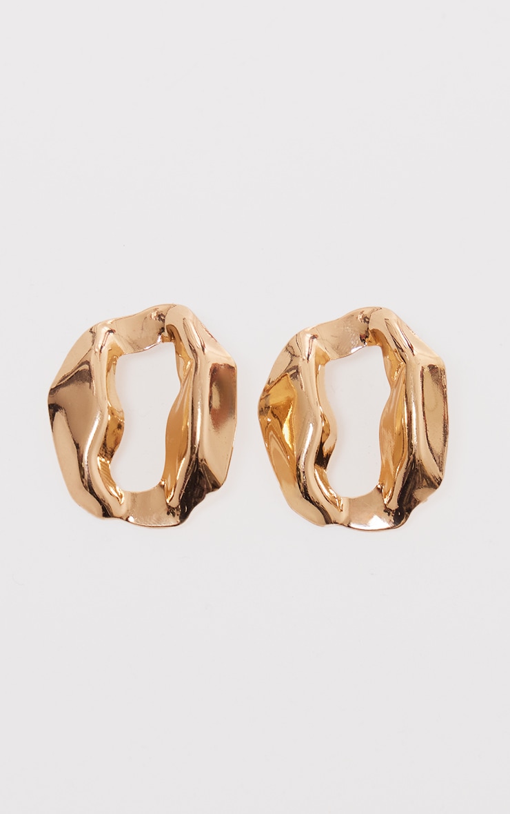 Gold Abstract Hoop Statement Stud Earrings | Accessories | PrettyLittleThing