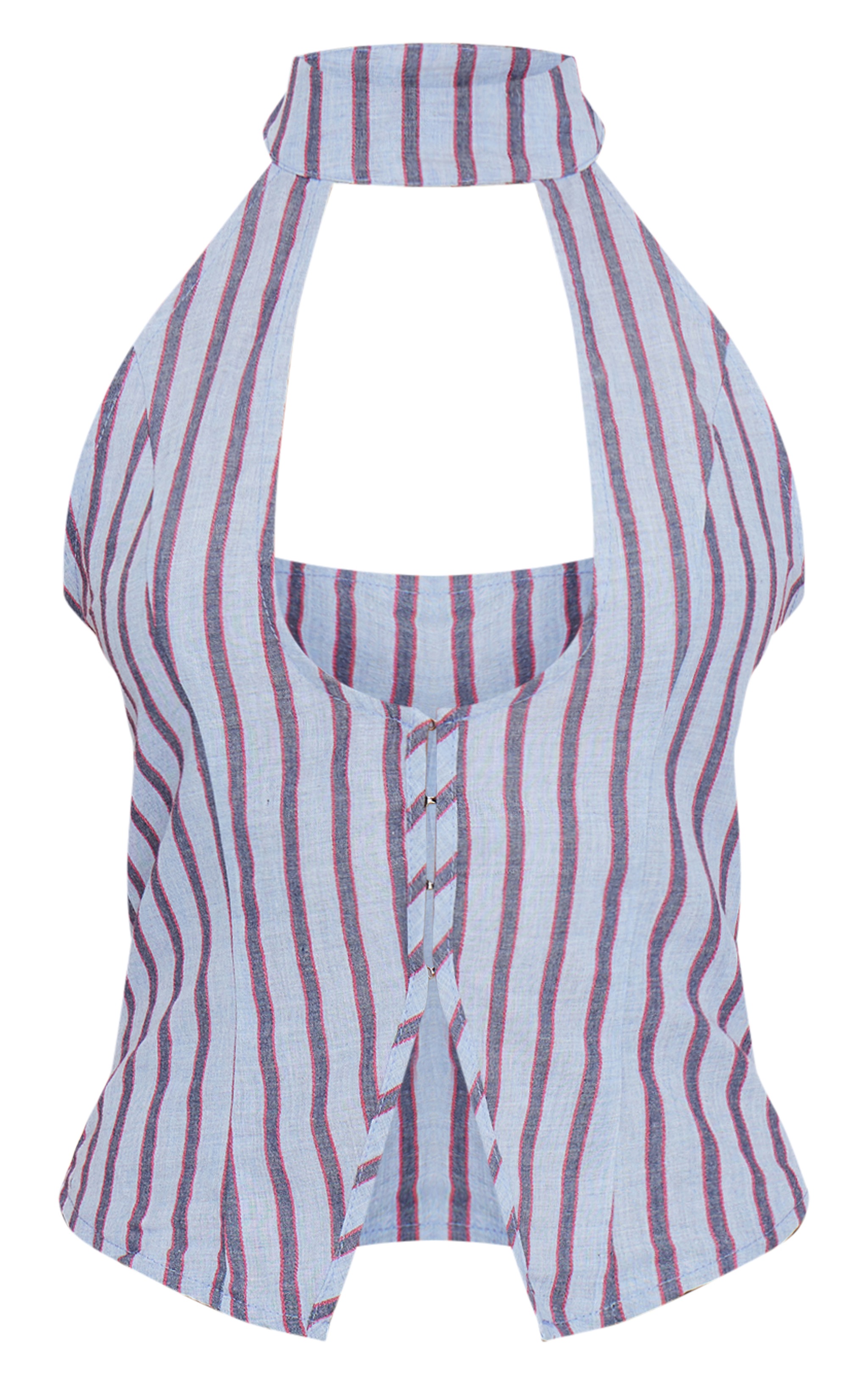 Blue Striped Cut Out Long Top | Tops | PrettyLittleThing QA