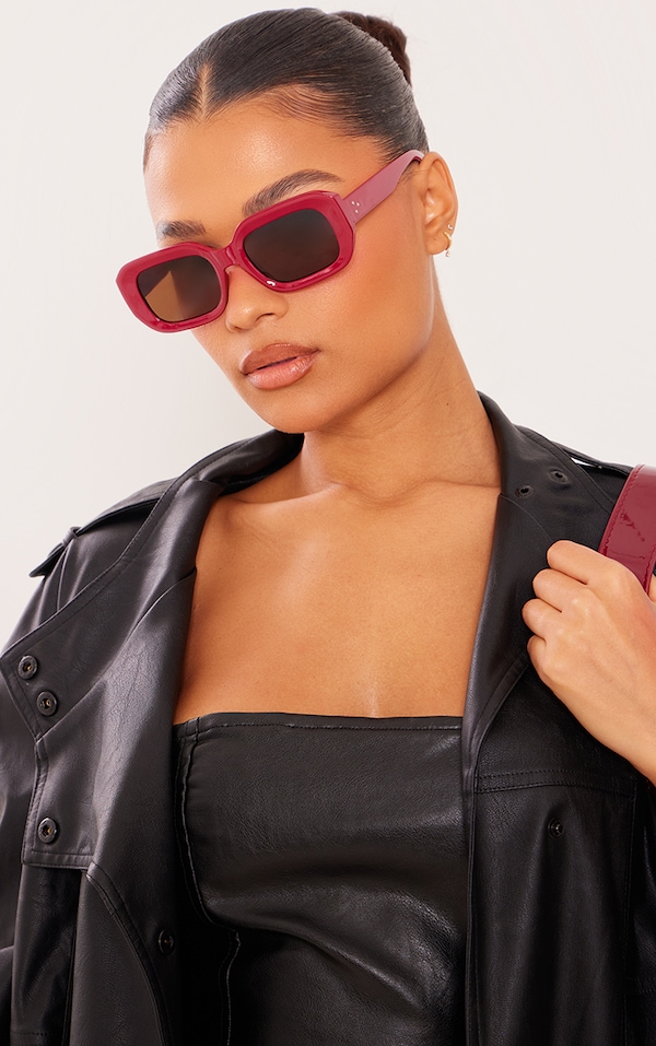 Red Chunky Rectangular Sunglasses | Accessories | PLT IRE