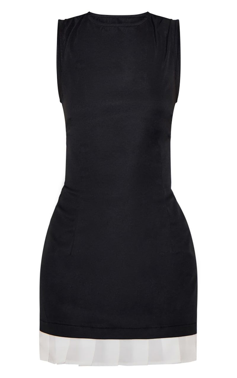 Black Pleated Hem Detail Shift Dress | Dresses | PLT