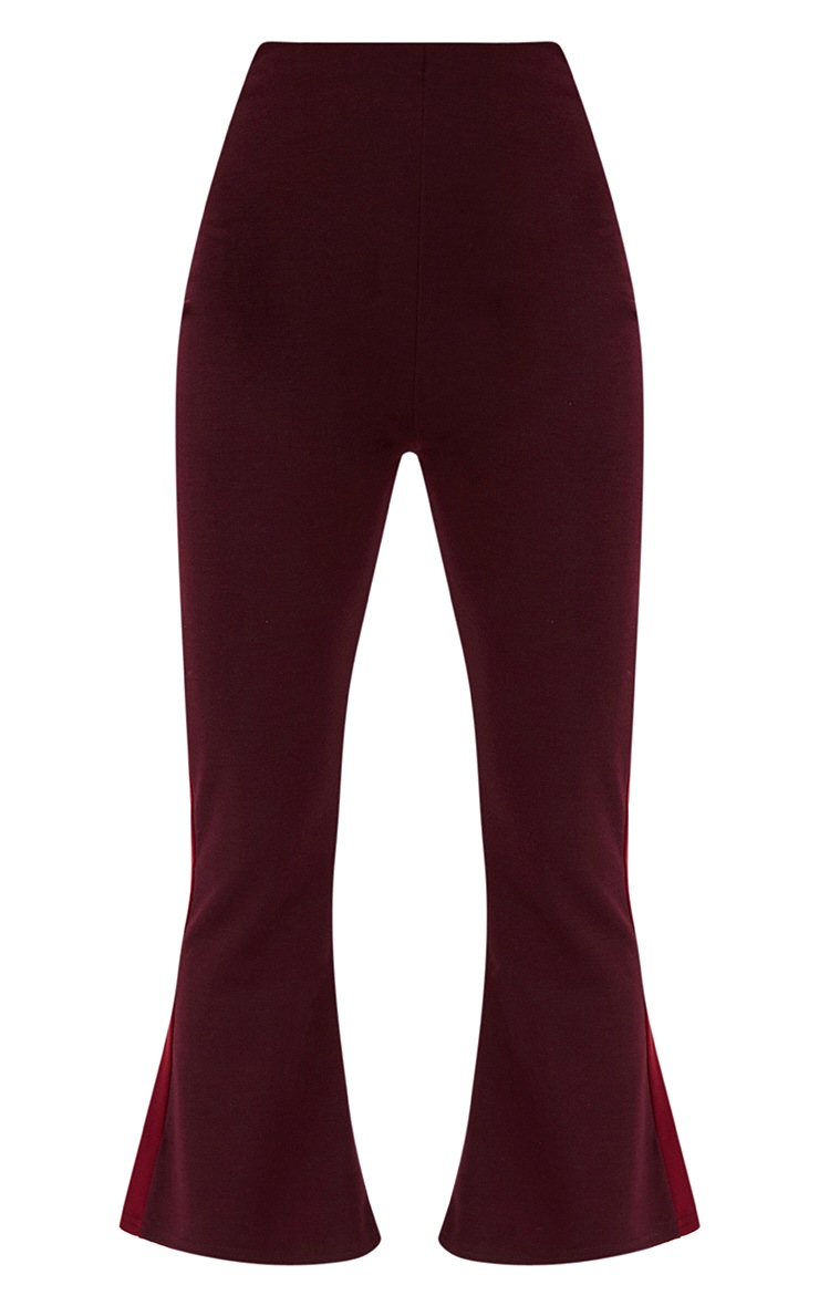 Maroon Track Stripe Kick Flare Pants | PrettyLittleThing USA