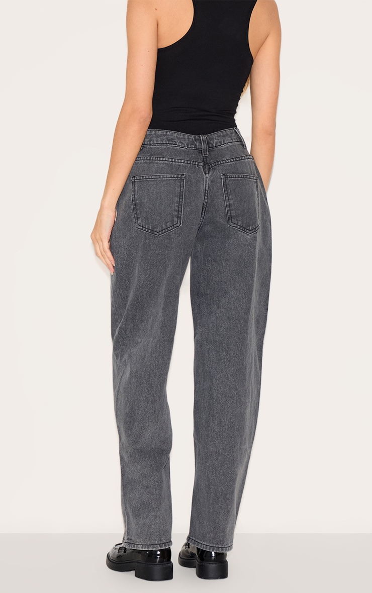 Washed Grey Dipped Back Waistband Boyfriend Jeans | Denim ...