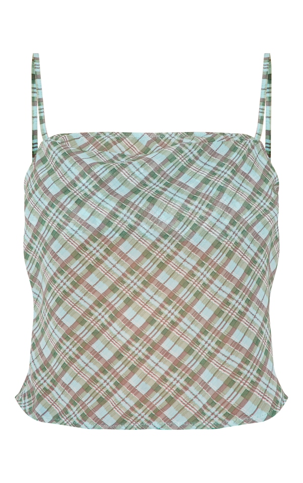 Green Check Sheer Cami | Tops | PrettyLittleThing USA