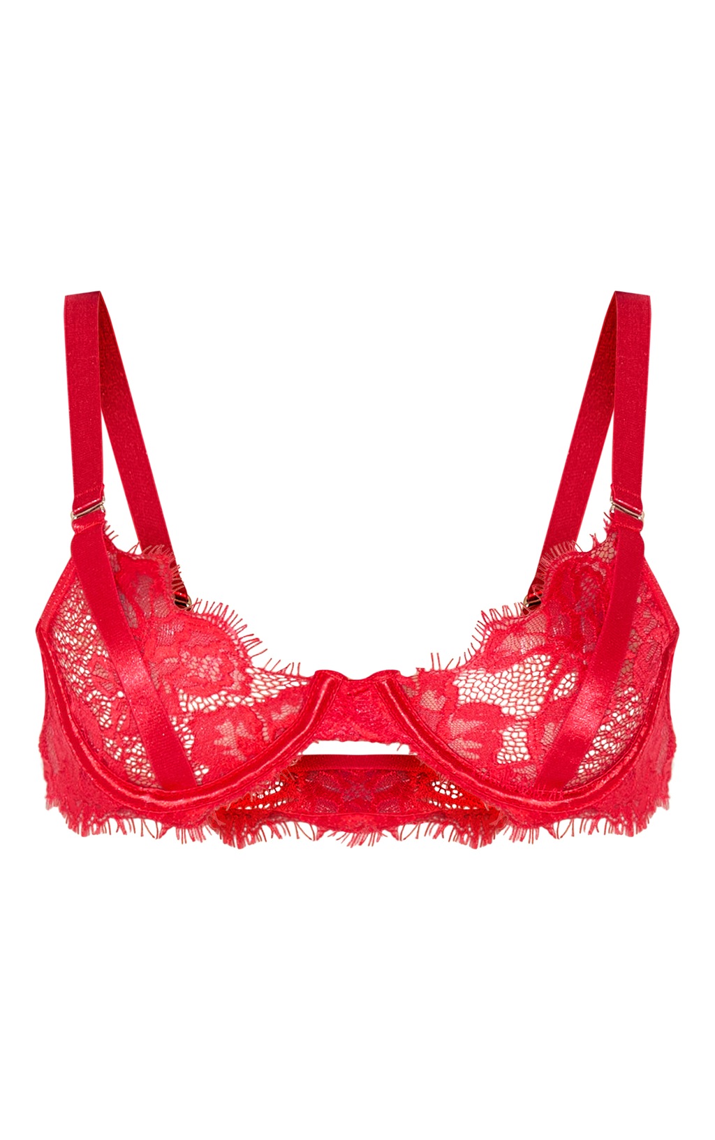 Red Eyelash Lace Underwired Bra | Lingerie & Nightwear | PrettyLittleThing