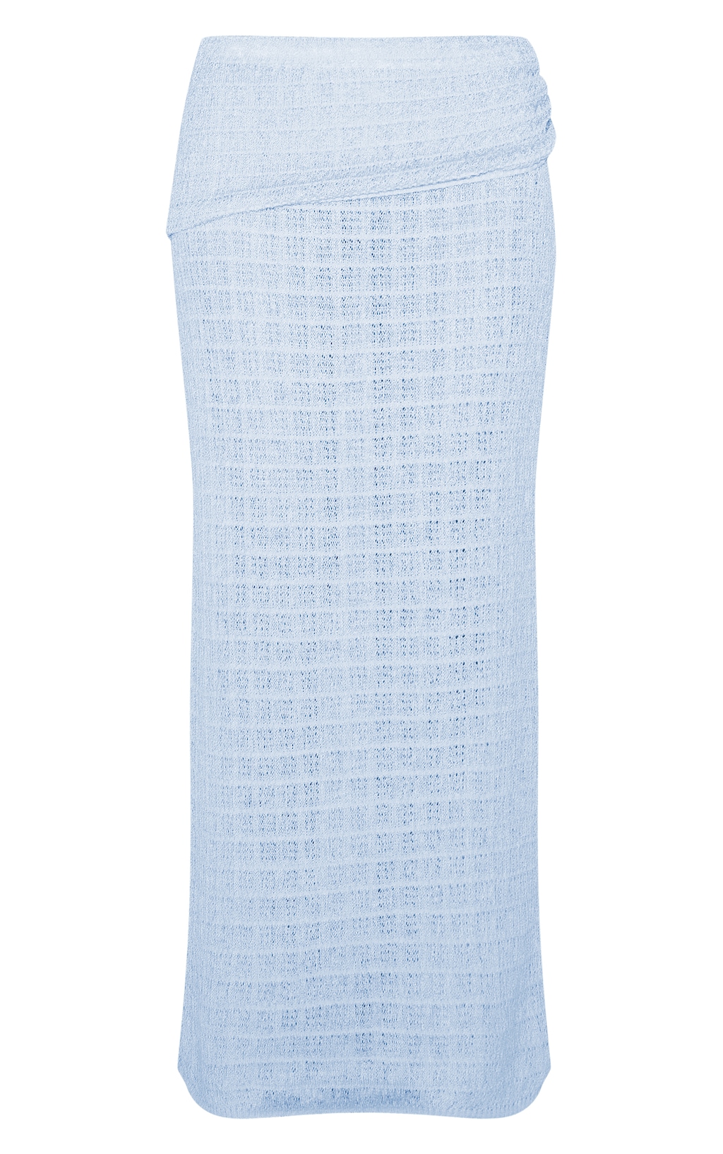 Blue Fold Over Textured Knit Skirt | Knitwear | PLT