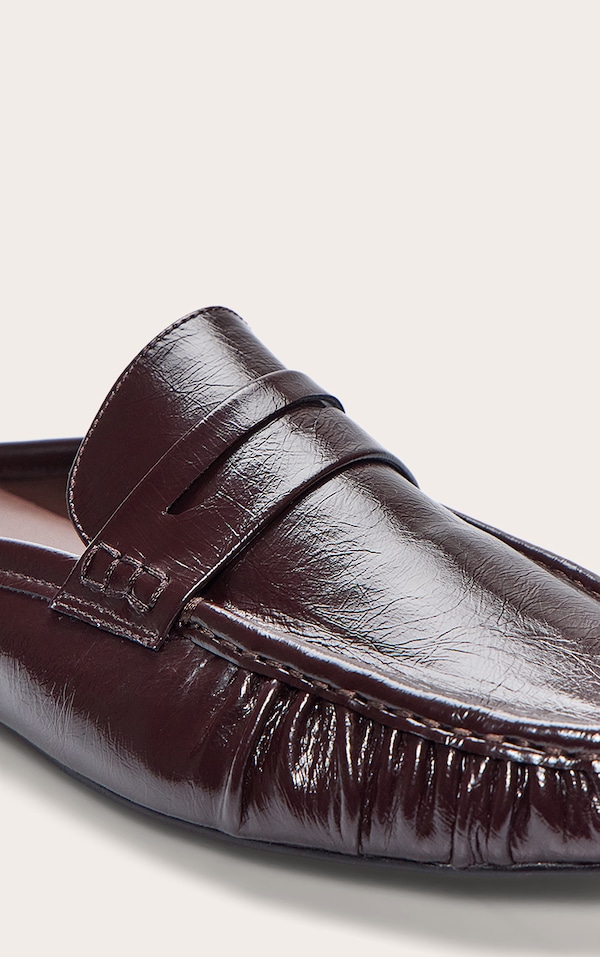Chocolate Ruched Round Toe Loafer Mule | Footwear | PLT