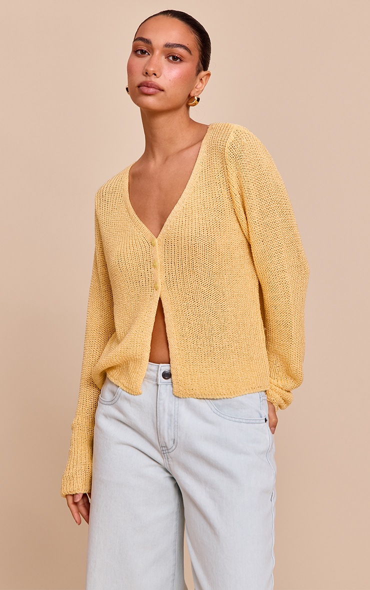Lemon Filagree Button Cardigan | Knitwear | PLT